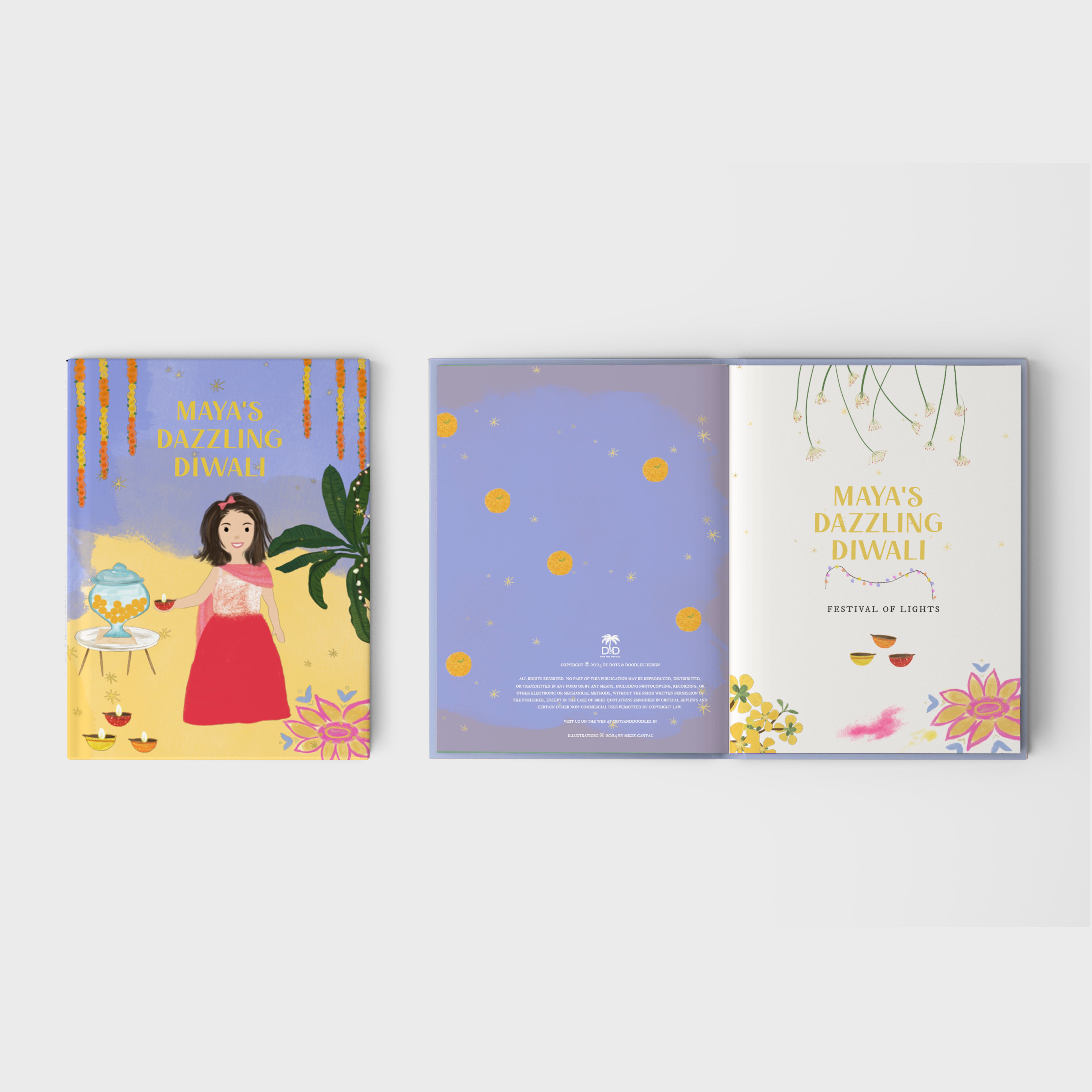 Personalised Dazzling Diwali Storybook – Dots and Doodles Design