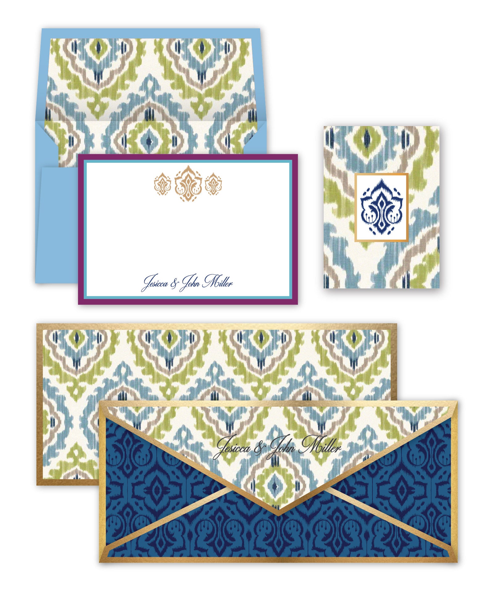 Ikat Blue Box Set | Stationery Box Set – Dots and Doodles Design