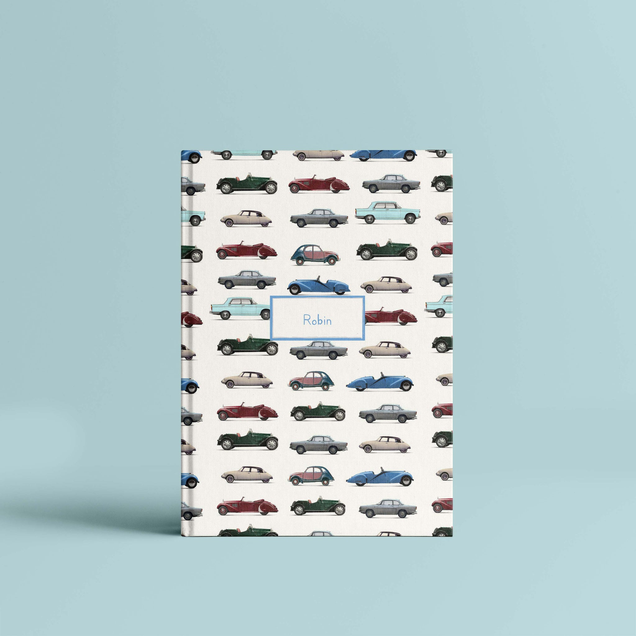 Vintage Cars | Personalised Hard Cover Journal – Dots and Doodles Design