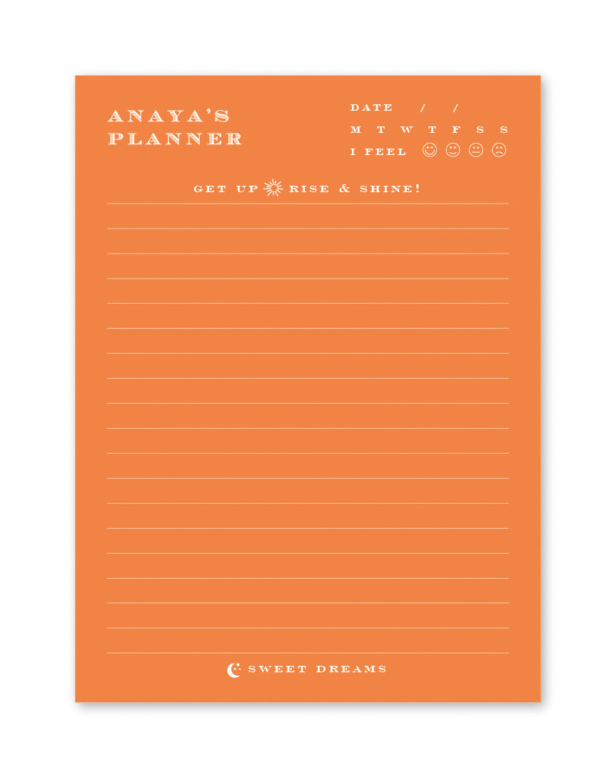 Rise & Shine Day Planner | Personalised Notepads – Dots and Doodles Design