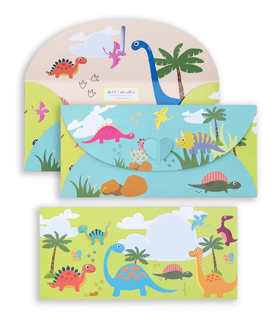 Dinosaur 10 Gift Envelopes | Dots and Doodles – Dots and Doodles Design