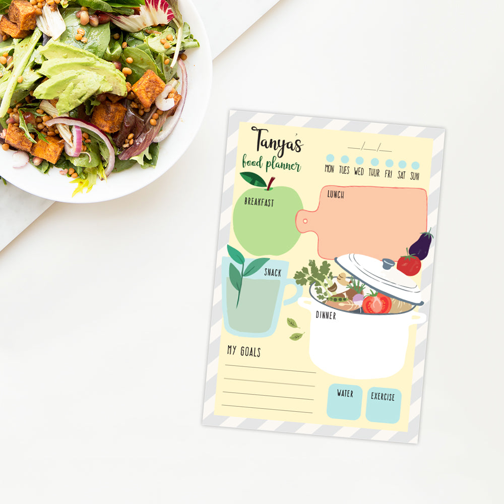 Juniors Weekly Menu | Personalised Notepads – Dots and Doodles Design