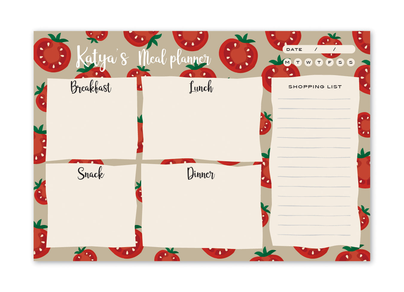 Daily Food Planner | Personalised Notepads – Dots and Doodles Design