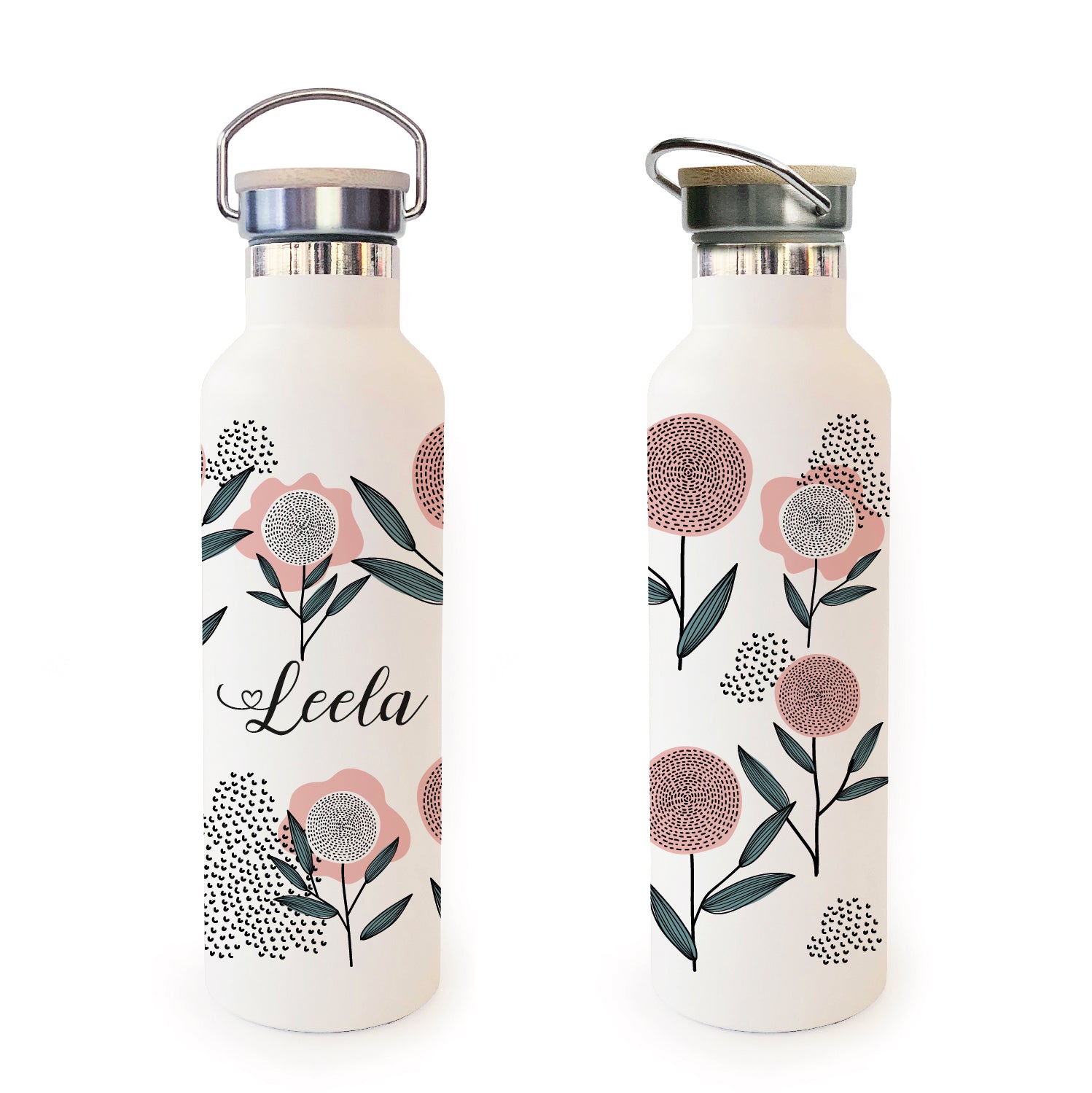 Abstract | Personalised Water Bottle – Dots and Doodles Design